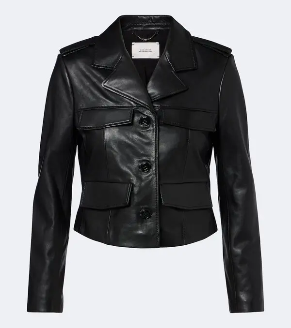 Dorothee Schumacher Cropped Leather Jacket - Black