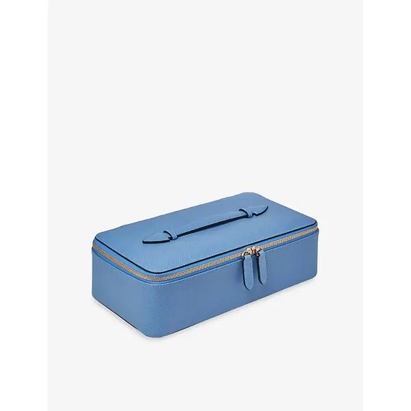 Smythson Panama Leather Jewellery Case - Nile Blue