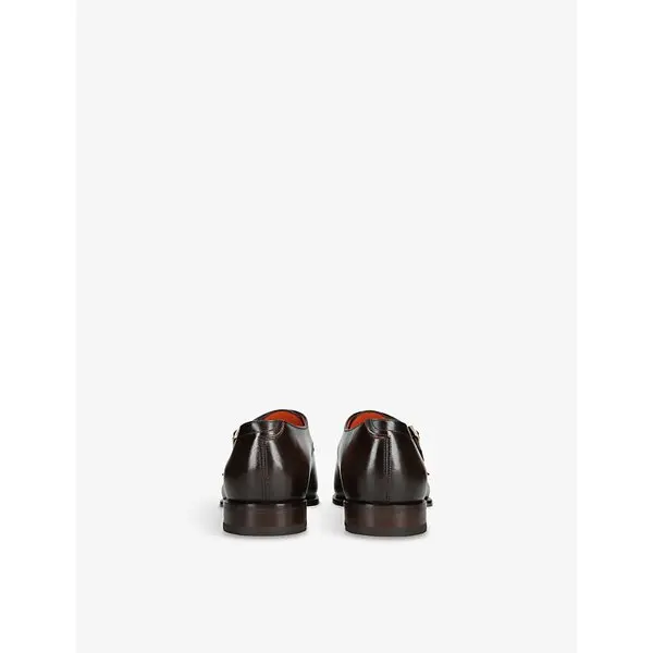 Santoni Adrian Leather Monk Shoes - Mid Brown