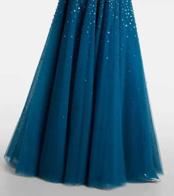 Jenny Packham Bee Crystal-embellished Gown - Blue