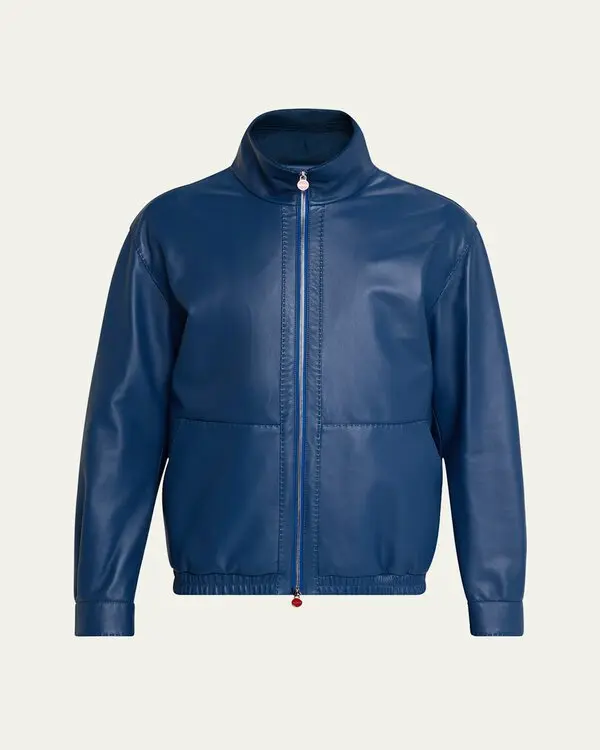 Kiton Leather Full-zip Bomber Jacket