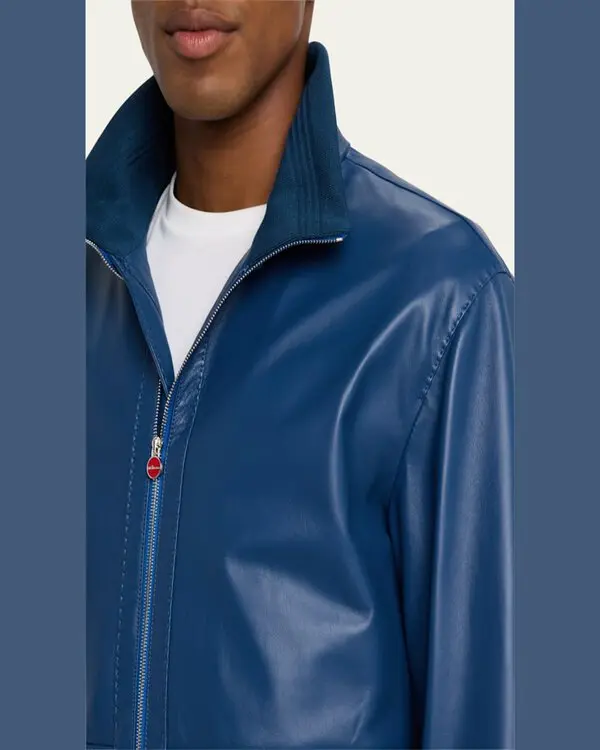 Kiton Leather Full-zip Bomber Jacket
