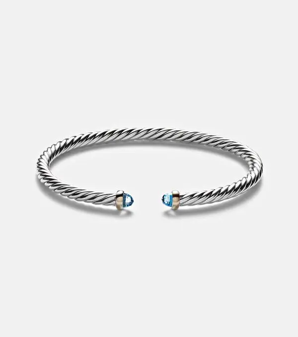 David Yurman Cable Flex Cuff Bracelet With Topazes - Silver