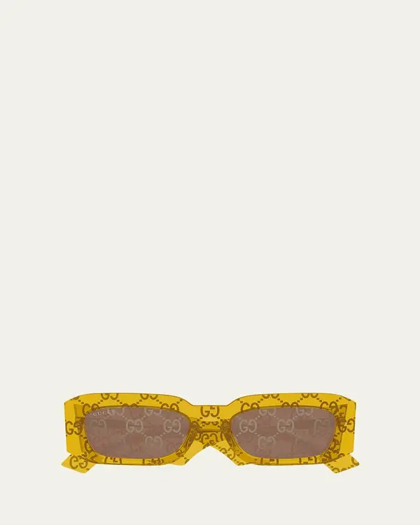 Gucci Gg Acetate Rectangle Sunglasses - Shiny Crystal Amber Yellow