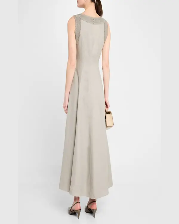 Lafayette 148 New York Square-neck Linen Maxi Dress - Pencil Grey