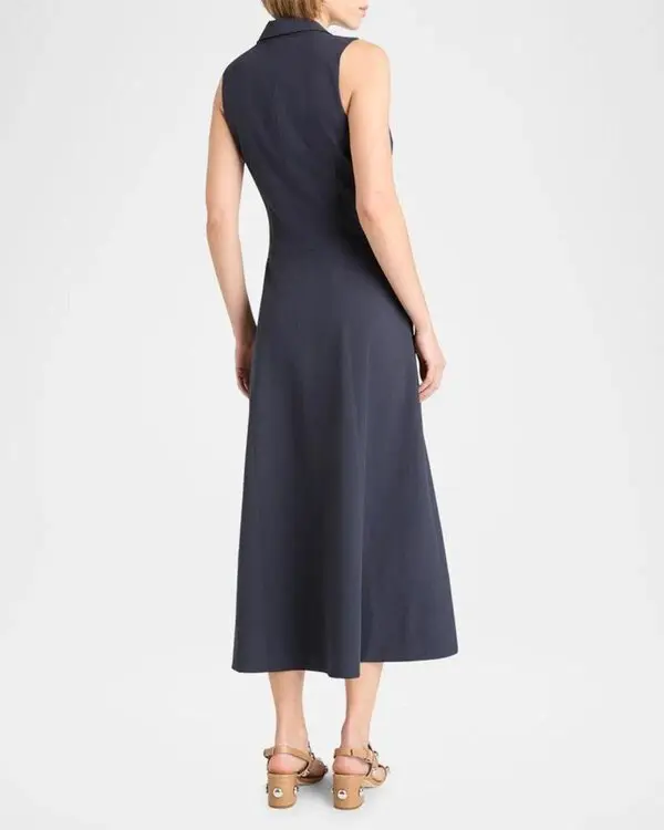 Cinq À Sept Kilda Ruched V-neck Midi Dress - Navy