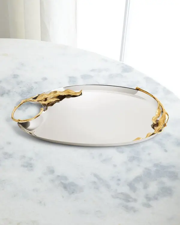 L'Objet Fern Large Tray - Silver/gold