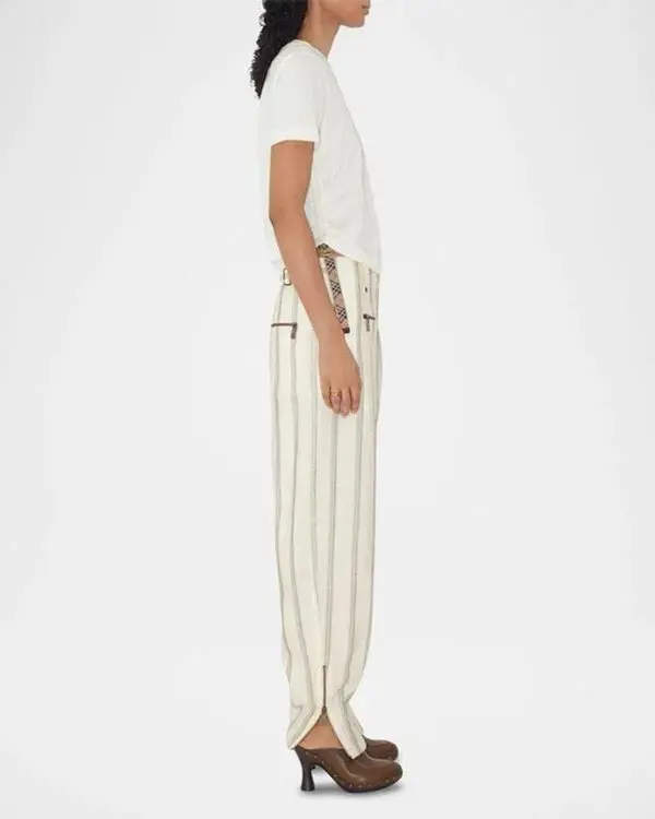 Burberry Ruched T-shirt With Check Ties - Chalk