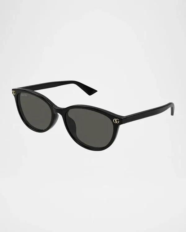 Gucci Gg Logo Round Sunglasses - Black