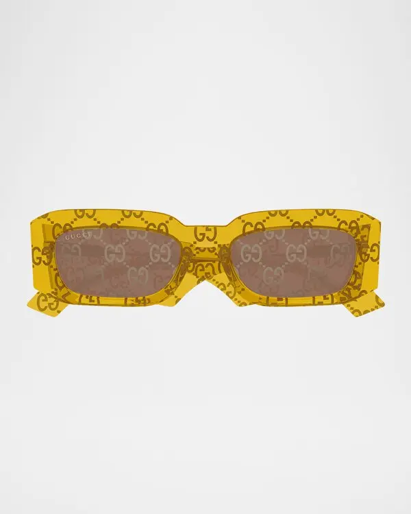 Gucci Gg Acetate Rectangle Sunglasses - Shiny Crystal Amber Yellow