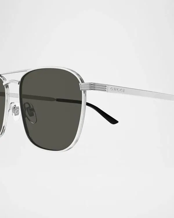 Gucci Metal Aviator Sunglasses - Shiny Silver