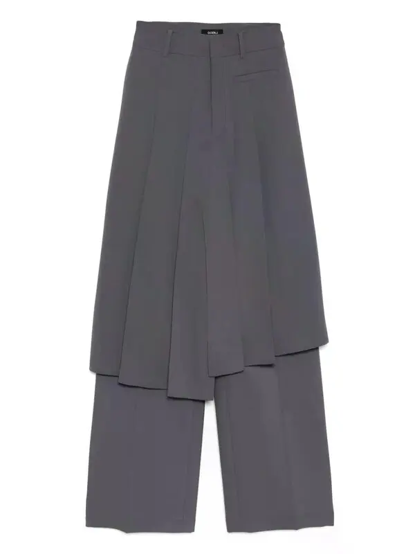 Goen.j Asymmetrical Pleated Trousers - Grey