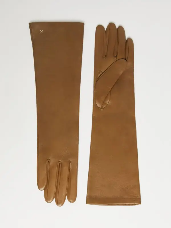 Max Mara Long Nappa Leather Gloves - Tobacco