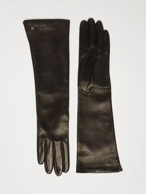Max Mara Long Nappa Leather Gloves - Black