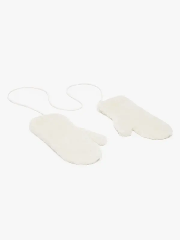 Max Mara Teddy Fabric Mittens - Optical White