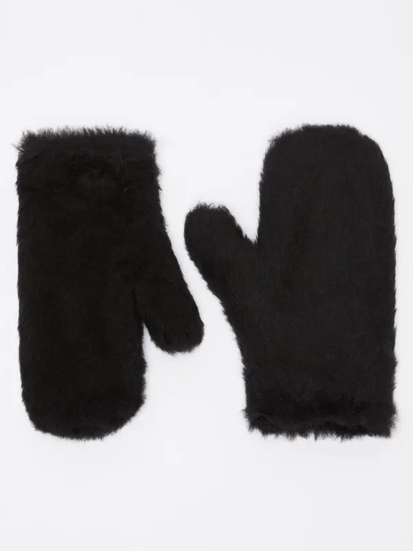 Max Mara Alpaca And Wool Teddy Fabric Mittens - Black