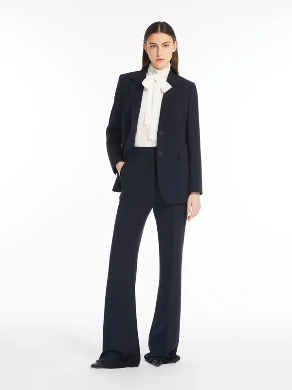 Max Mara Flared Cady Trousers - Navy