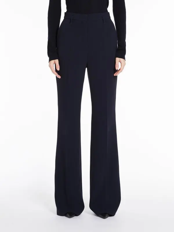 Max Mara Flared Cady Trousers - Navy