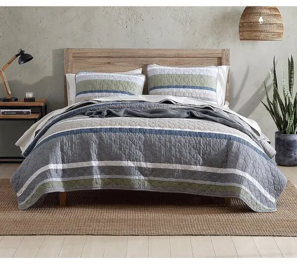 Eddie Bauer Salmon Ladder Khaki-navy Twin Quilt Sham Set - One-color