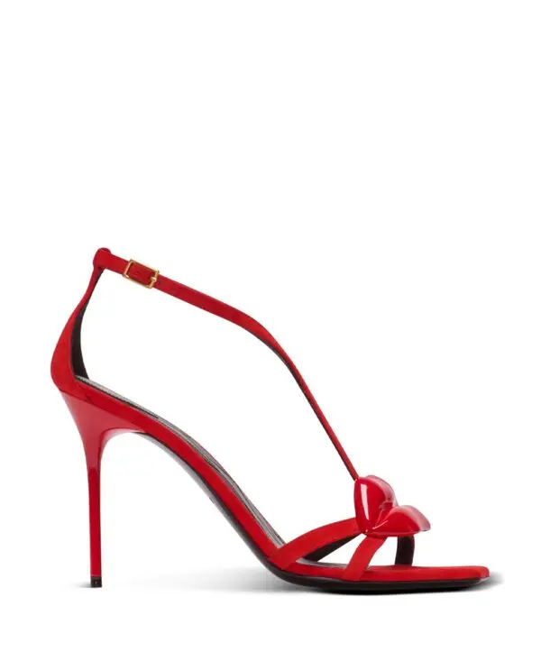 Balmain Suede Lips Sandals - Red