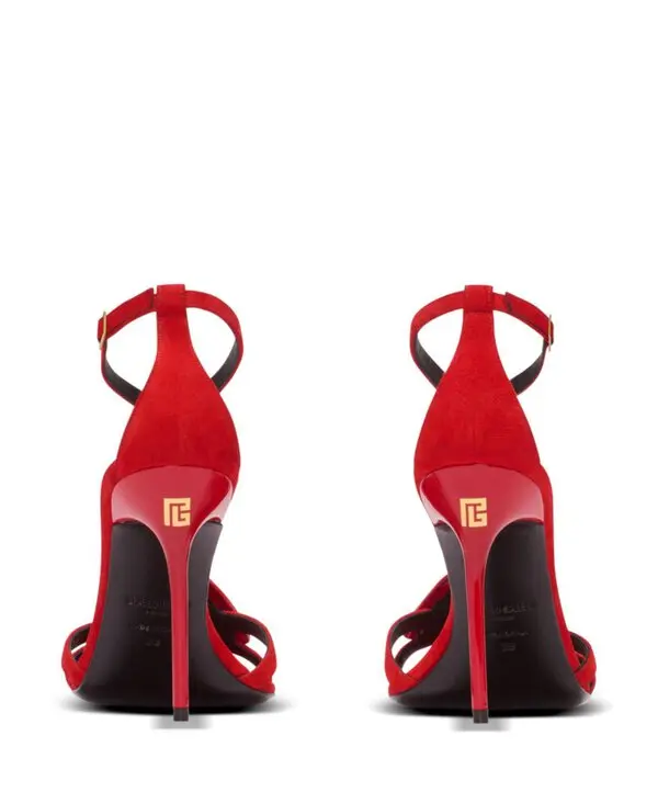 Balmain Suede Lips Sandals - Red