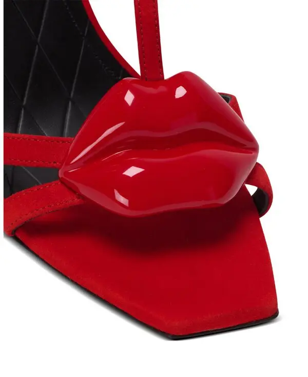 Balmain Suede Lips Sandals - Red
