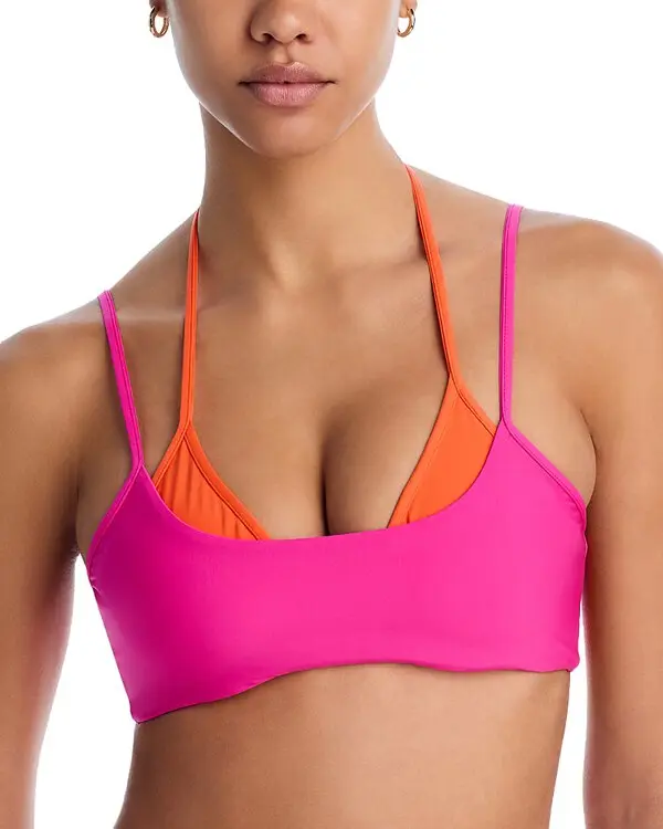 Aqua Layered Look Bikini Top - Pink/orange