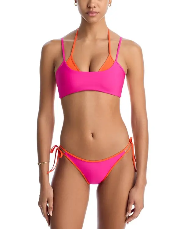 Aqua Layered Look Bikini Top - Pink/orange
