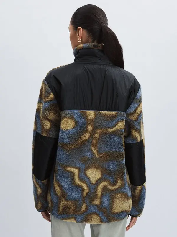 Rains Fleece Abstract Print Zip-through Jacket