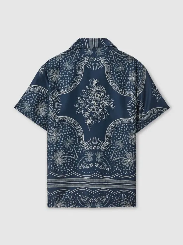 REISS Kalid | Ché Printed Cuban Collar Shirt