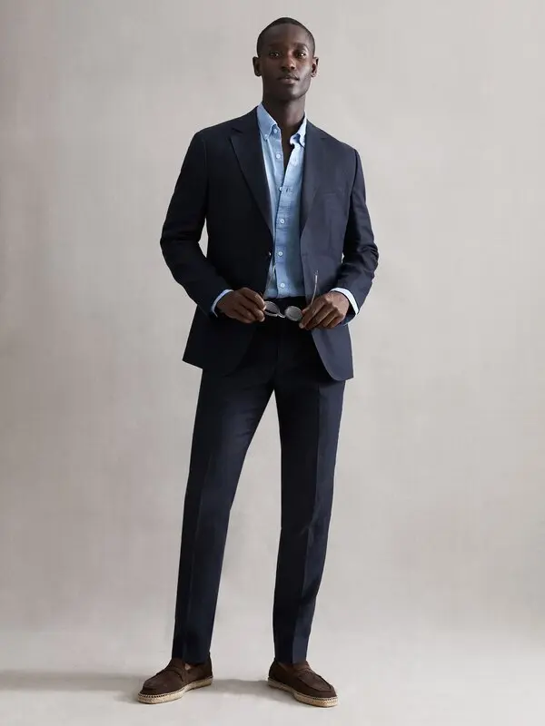 REISS Kin Slim Fit Single Breasted Linen Blazer