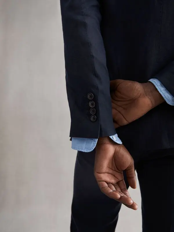 REISS Kin Slim Fit Single Breasted Linen Blazer