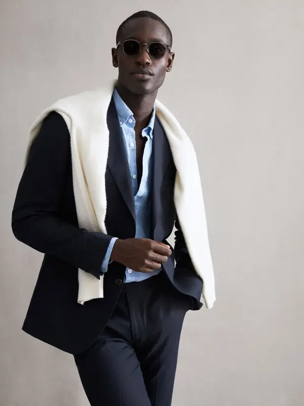 REISS Kin Slim Fit Single Breasted Linen Blazer