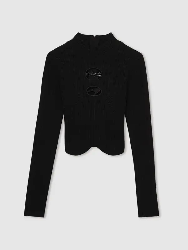 REISS X Mclaren F1 Team Cut-out Knit Crop Top - Black