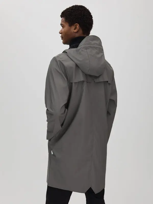 Rains Longline Hooded Raincoat - Slate