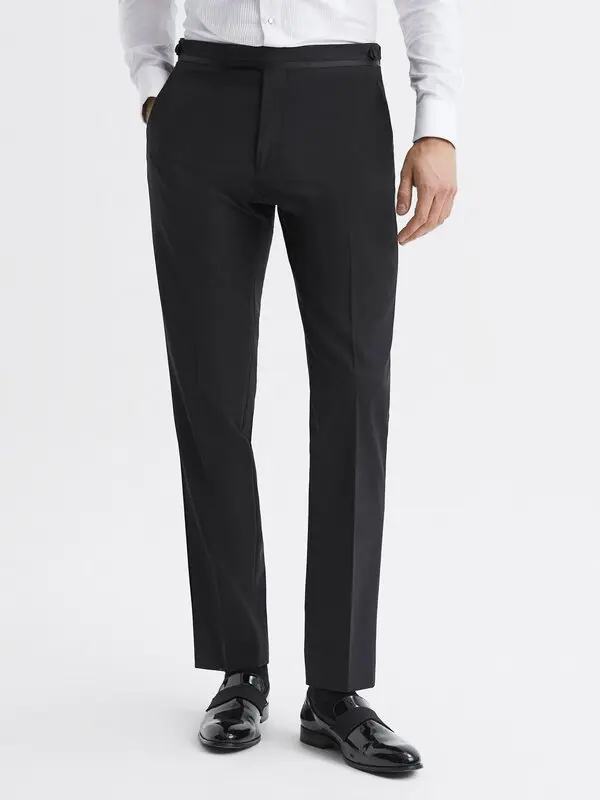 REISS Poker Modern Fit Tuxedo Trousers - Black