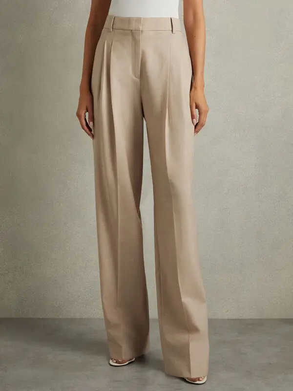 REISS Sadie Wool Wide Leg Trousers