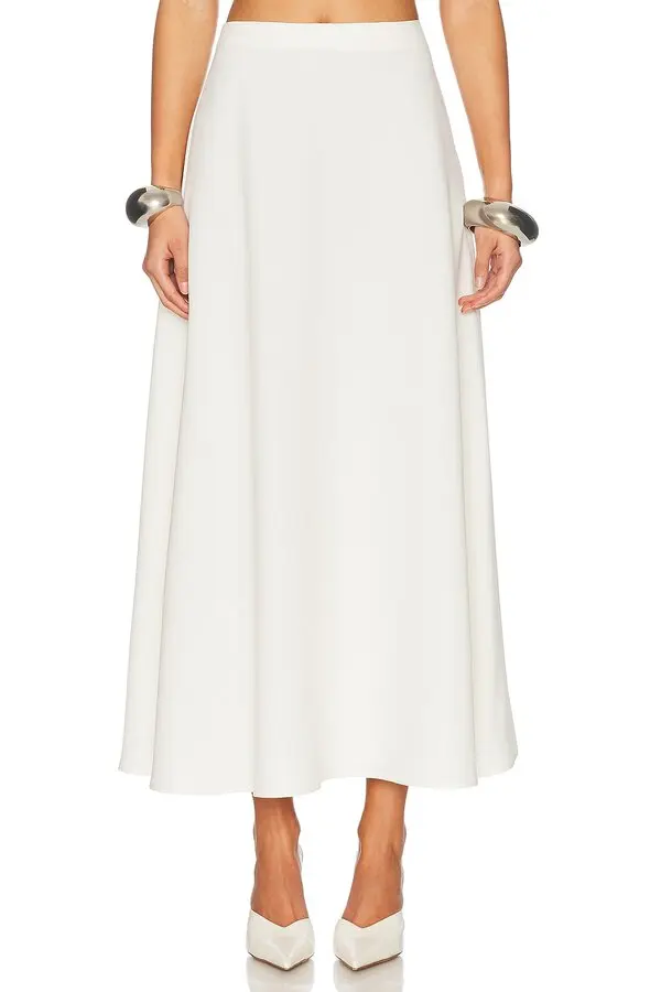 HELSA The Heavy Crepe Midi Skirt - Ivory