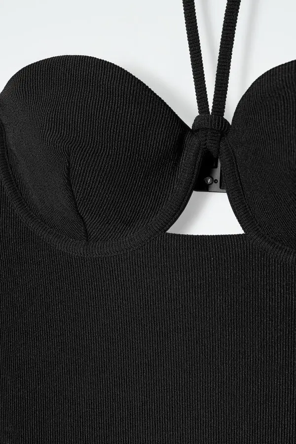 Cos Ribbed Underwired Halterneck Swimsuit