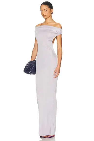 HELSA Aaliyah Maxi Knit Dress - Silver