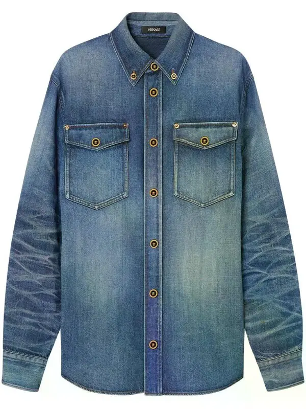 Versace Japanese-denim Overshirt - Blue