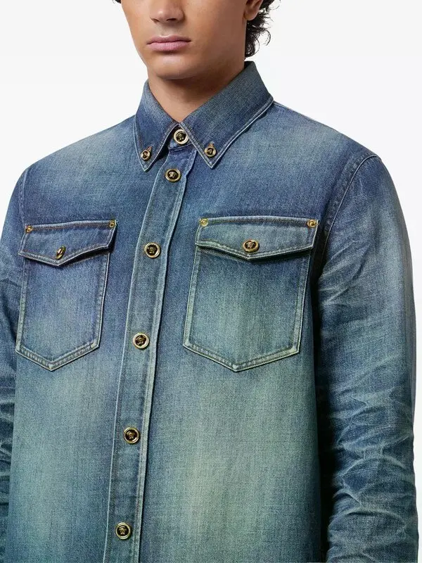 Versace Japanese-denim Overshirt - Blue