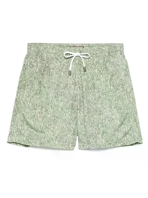 Canali Floral-print Swim Shorts - Green