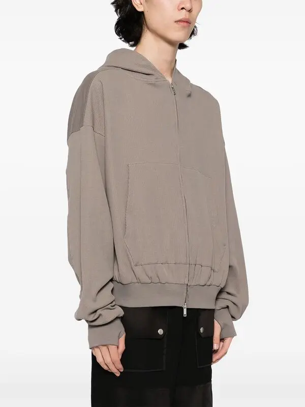 THOM KROM Waffle-effect Zip-up Hoodie