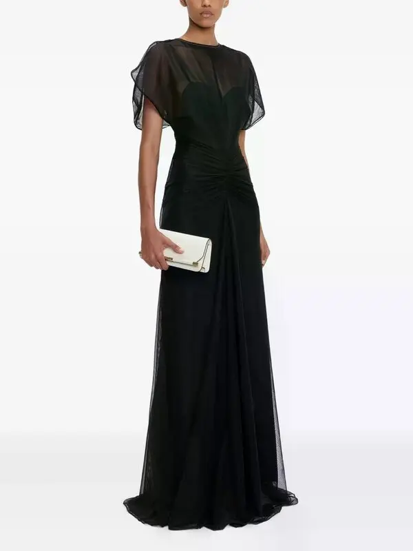 victoria beckham sheer dress Sheer-overlay Gown