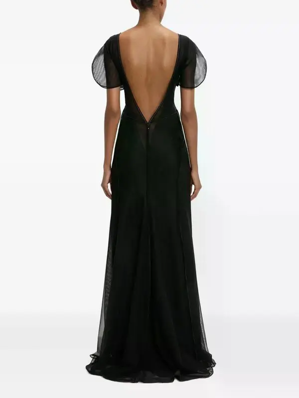 victoria beckham sheer dress Sheer-overlay Gown
