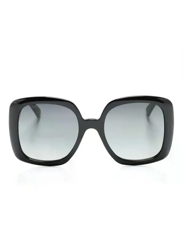 Gucci Web-stripe Square-frame Sunglasses - Black