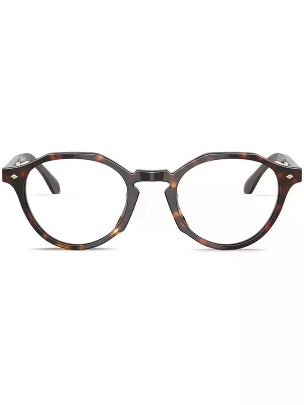 Giorgio Armani Logo-print Round Frame Glasses - Brown