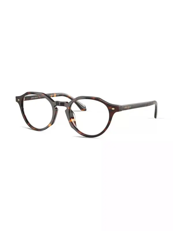 Giorgio Armani Logo-print Round Frame Glasses - Brown