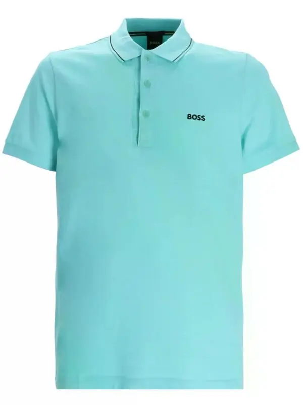 BOSS Logo-embroidered Polo Shirt - Blue